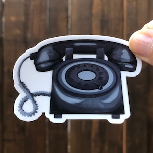 Retro Vintage Black Rotary Telephone Sticker, Old Fashioned ...
