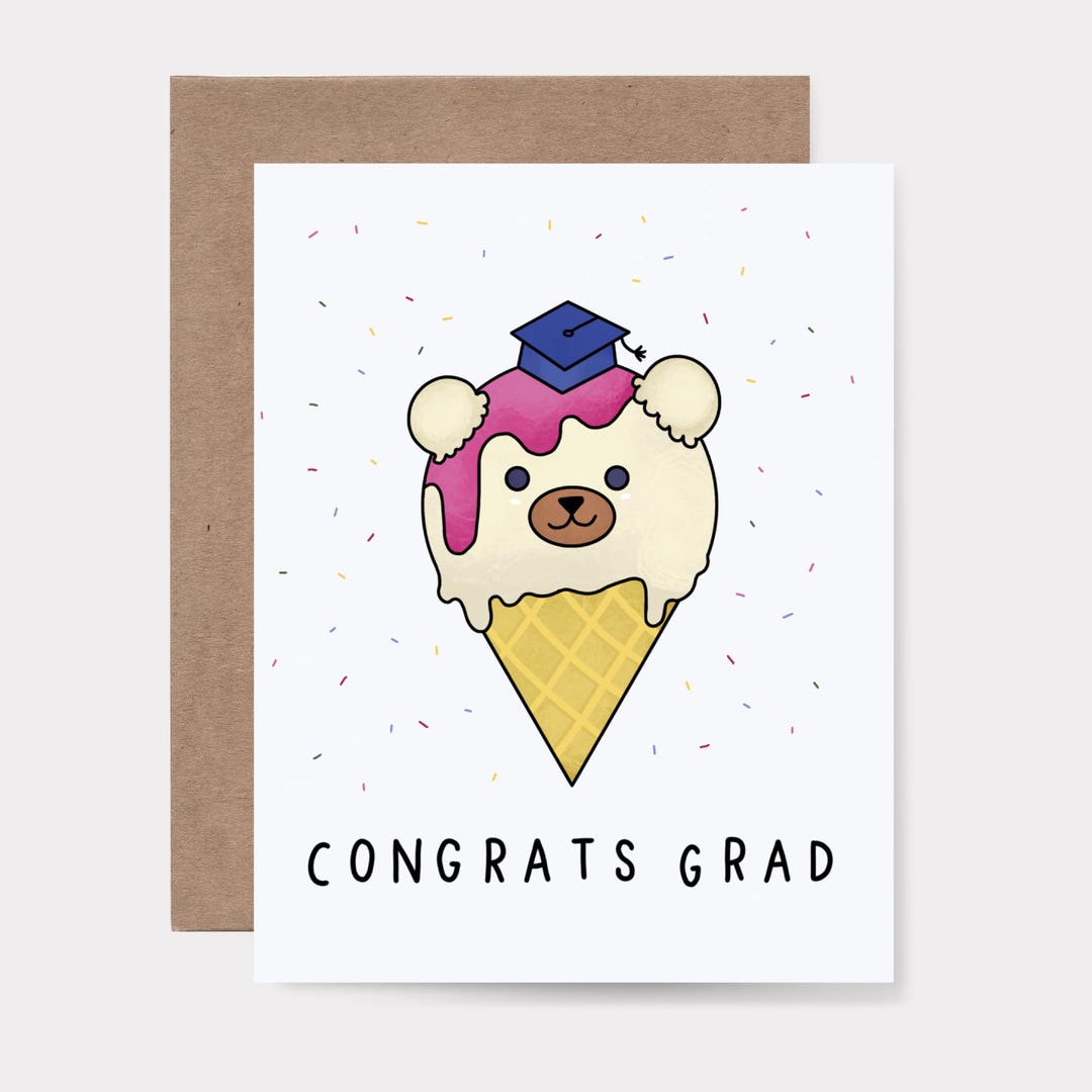 Congrats Grad Ice Cream Greeting Card - Etsy