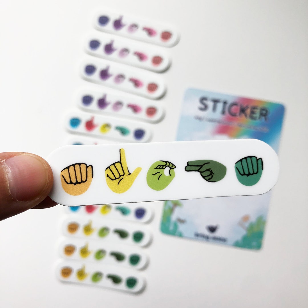 Aloha ASL American Sign Language Yellow and Green Sticker, Waterproof ...