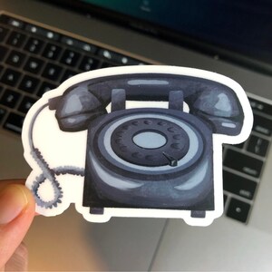 Retro Vintage Black Rotary Telephone Sticker, Old Fashioned ...