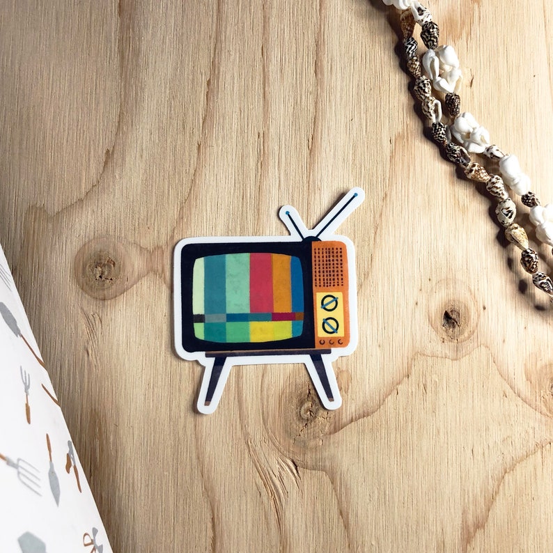Retro Old School Tv Television Oldie 80s Sticker Weatherproof Outdoor ...