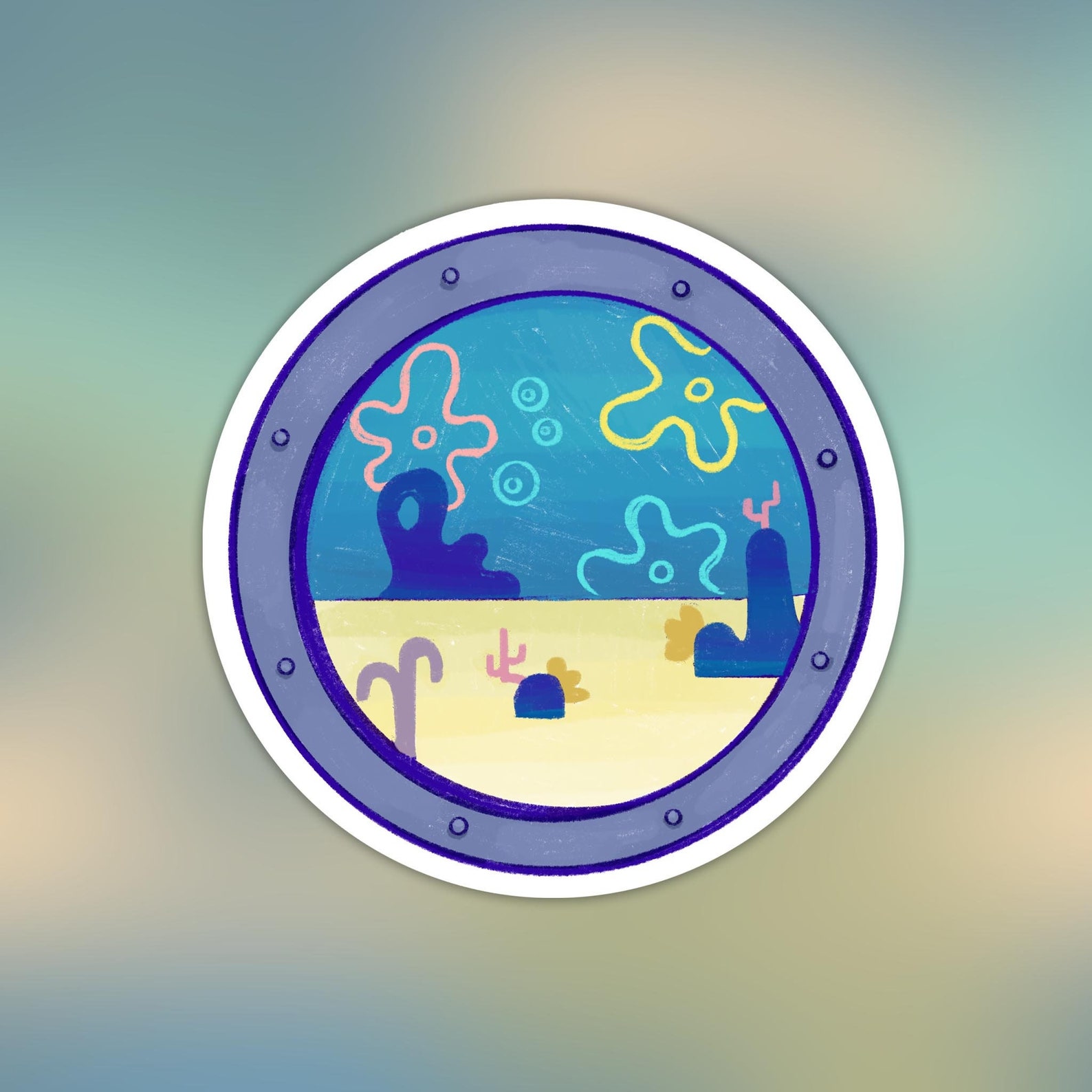 Spongebob Themed Bikini Bottom Window Sticker Window - Etsy