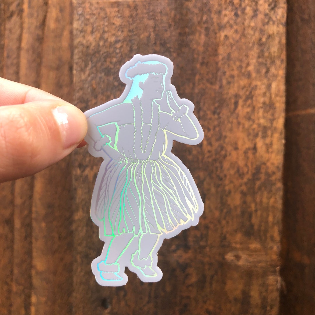 Hawaiian Hula Dancer Holographic Sticker, Die Cut, Weatherproof Outdoor ...
