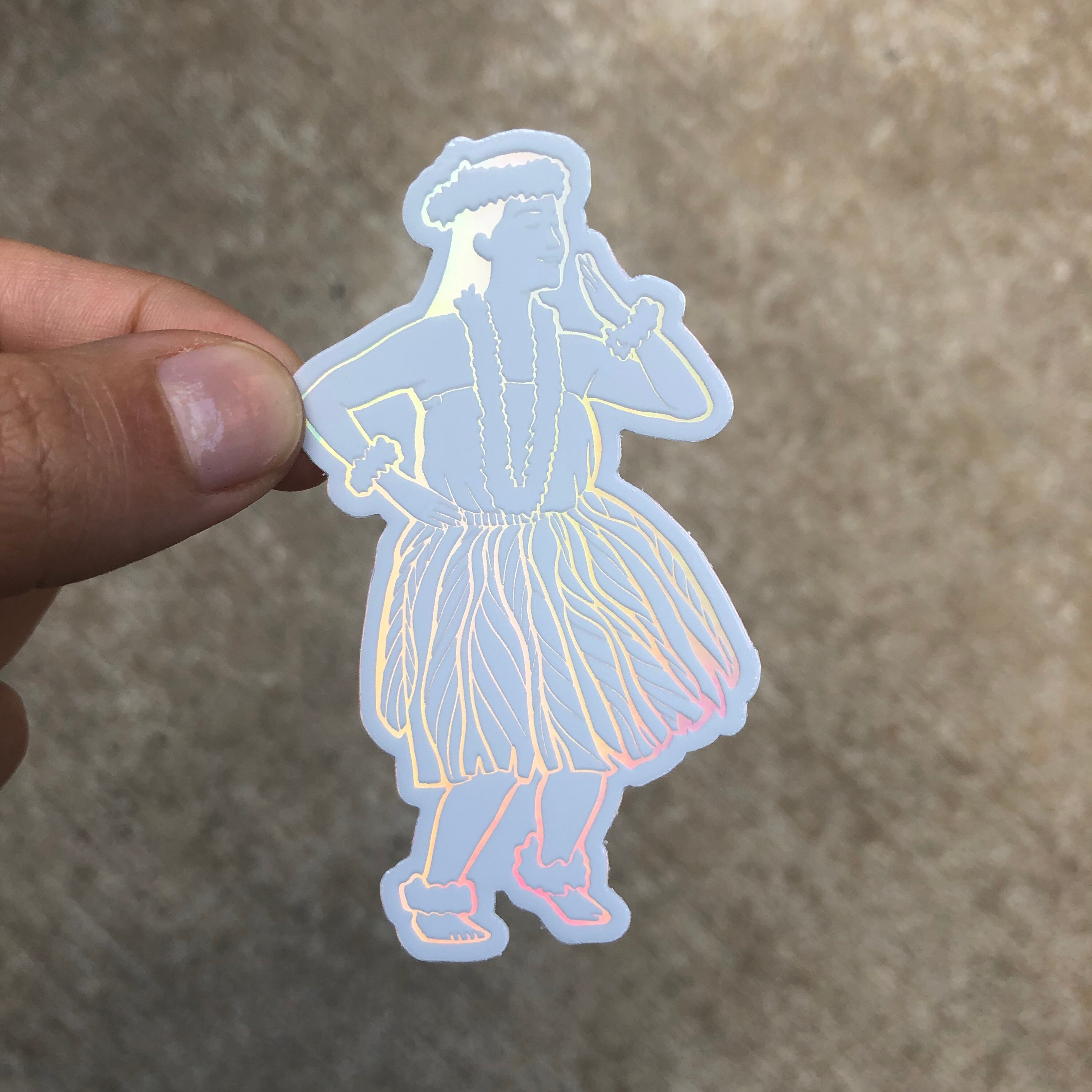 Hawaiian Hula Dancer Holographic Sticker, Die Cut, Weatherproof Outdoor ...