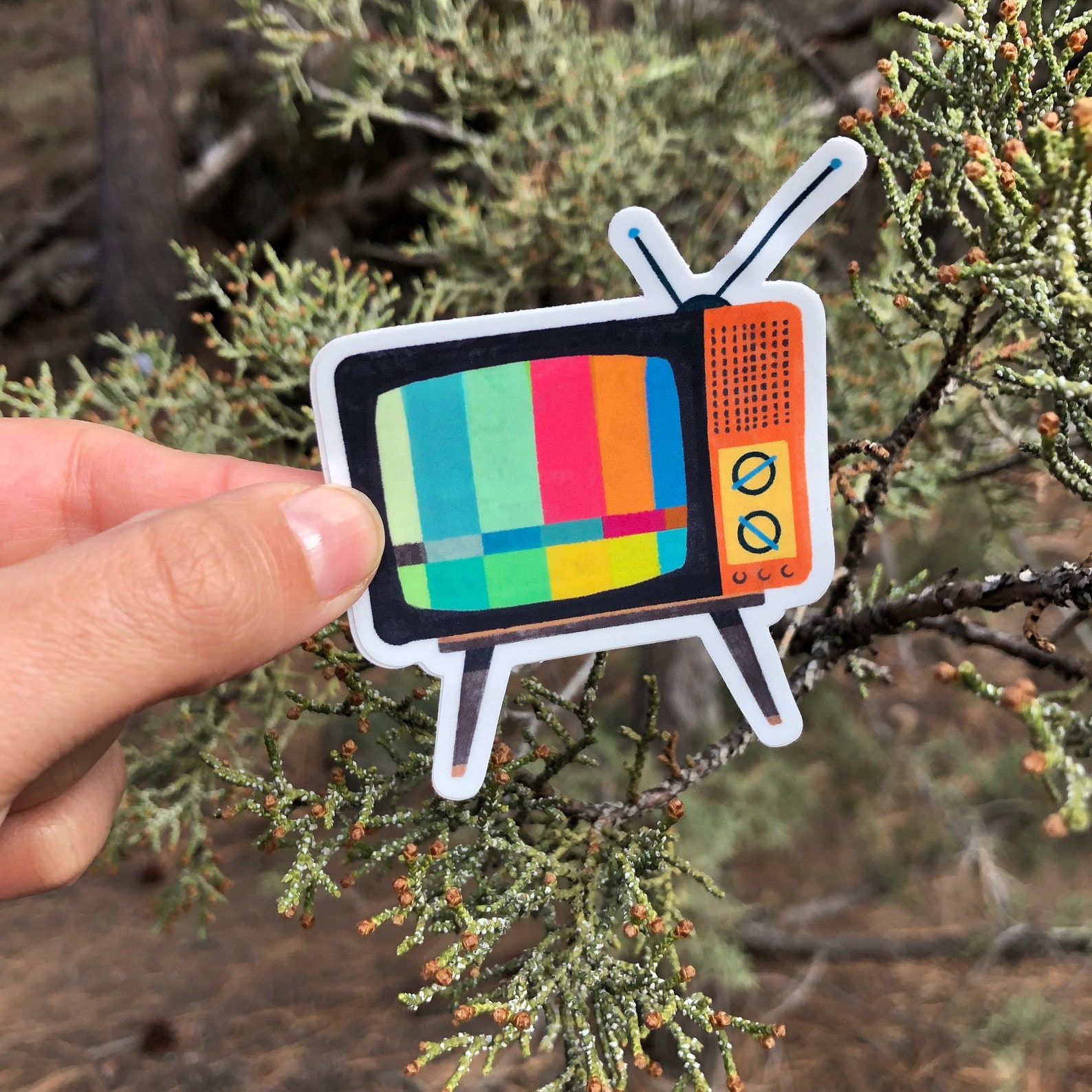Retro Old School Tv Television Oldie 80s Sticker Weatherproof Outdoor ...
