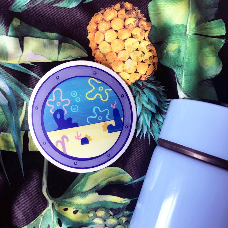 Spongebob Themed Bikini Bottom Window Sticker Window - Etsy