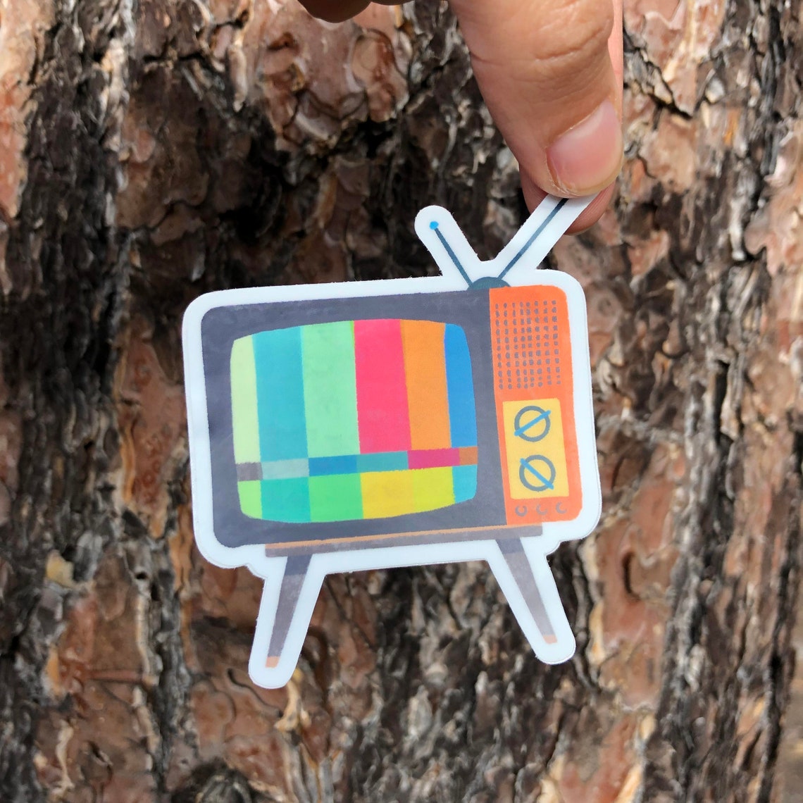 Retro Old School Tv Television Oldie 80s Sticker Weatherproof Outdoor ...