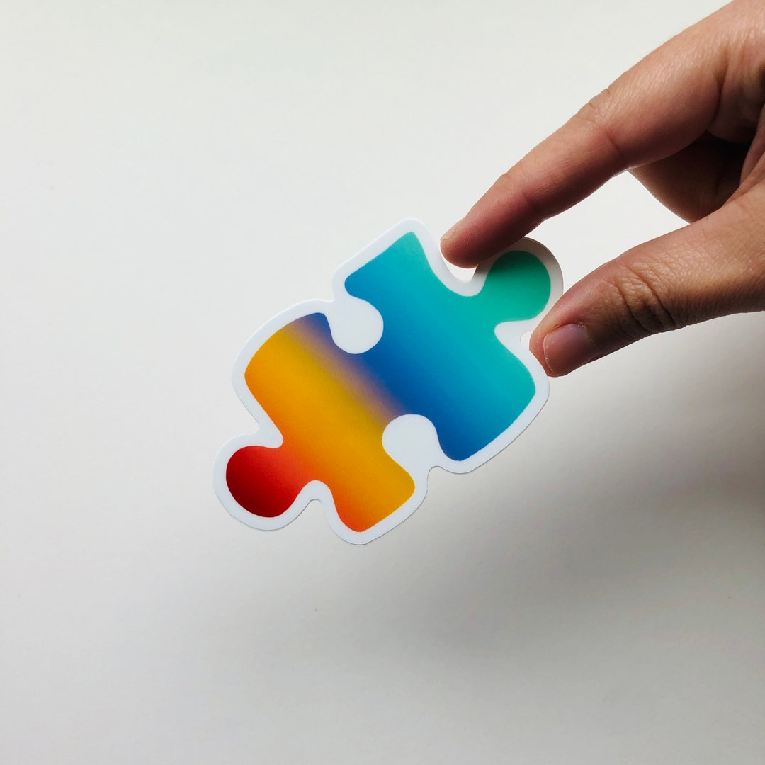 Rainbow Puzzle Piece Sticker 2.25" X 3.62" - Etsy