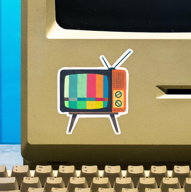 Retro Old School Tv Television Oldie 80s Sticker Weatherproof Outdoor ...