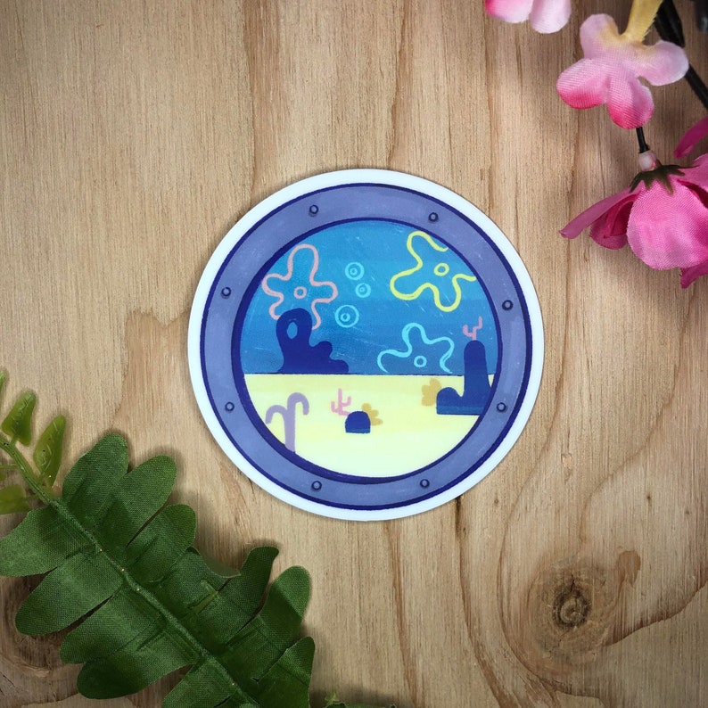 Spongebob Themed Bikini Bottom Window Sticker Window | Etsy