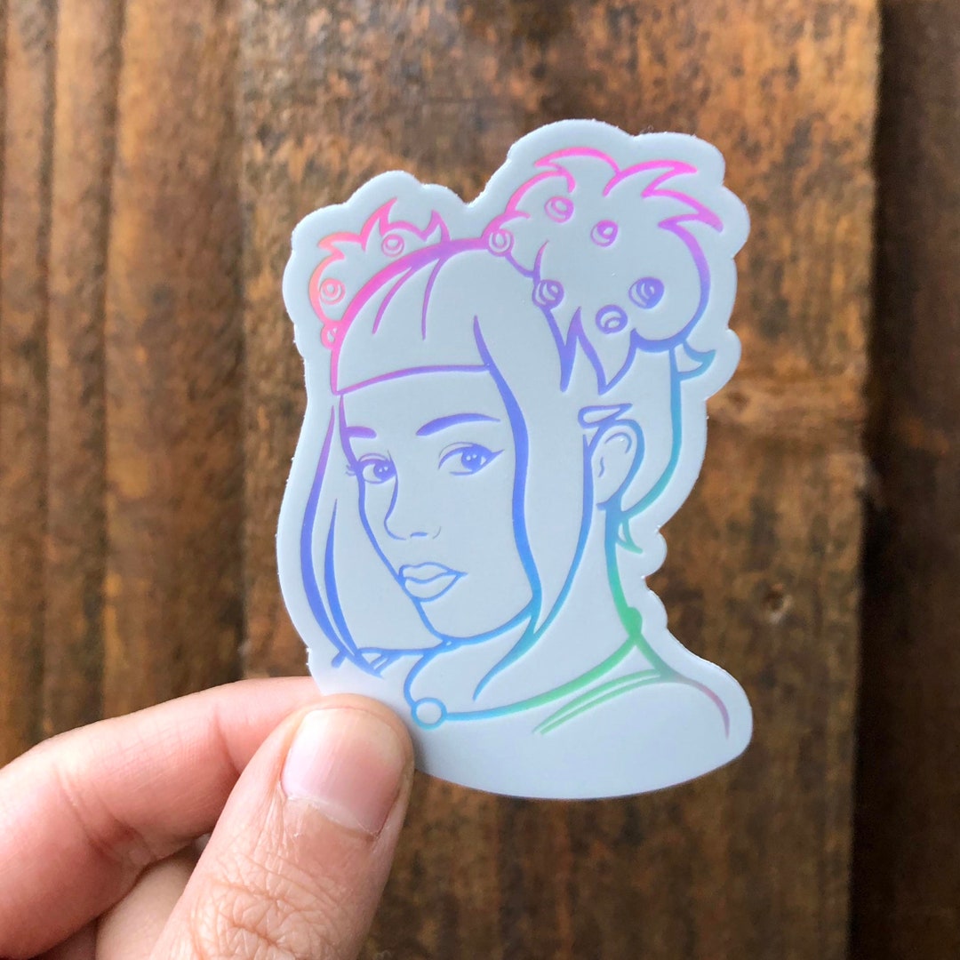 Doja Cat Face White Holographic Sticker , Weatherproof Outdoor Vinyl 2. ...