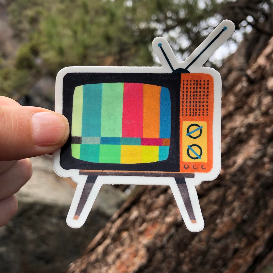 Retro Old School Tv Television Oldie 80s Sticker Weatherproof Outdoor ...