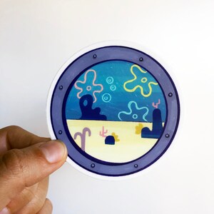 Spongebob Themed Bikini Bottom Window Sticker, Window Porthole, Water ...