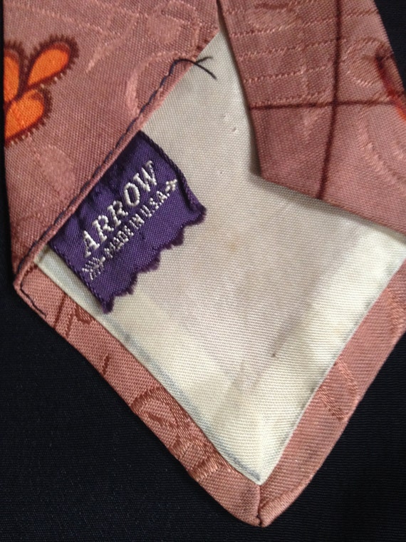 1940s -50s Vintage Mens Necktie / Label - ARROW - mad… - Gem
