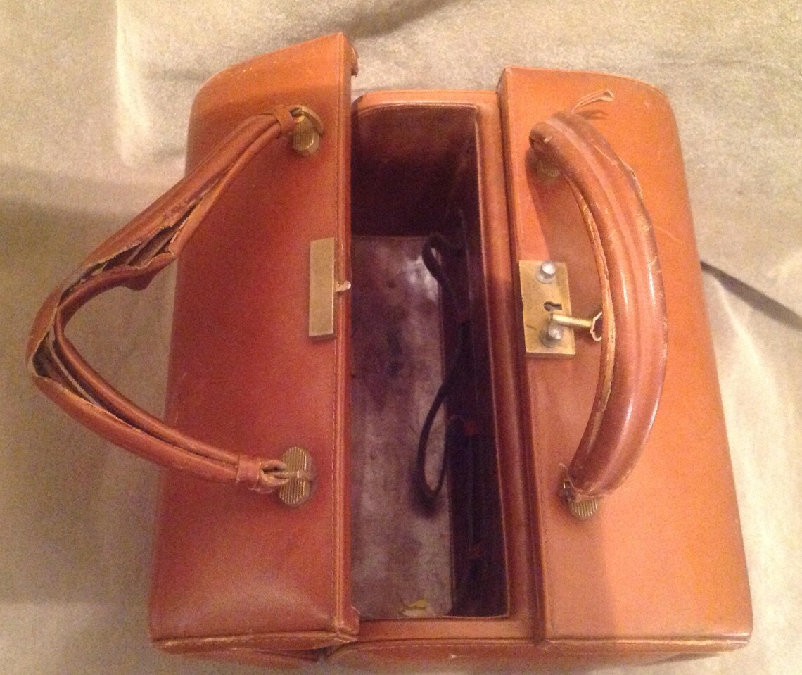 1930s / 40s RARE Leather Handbag / Purse / 40s WW2 Leather Double Sided ...