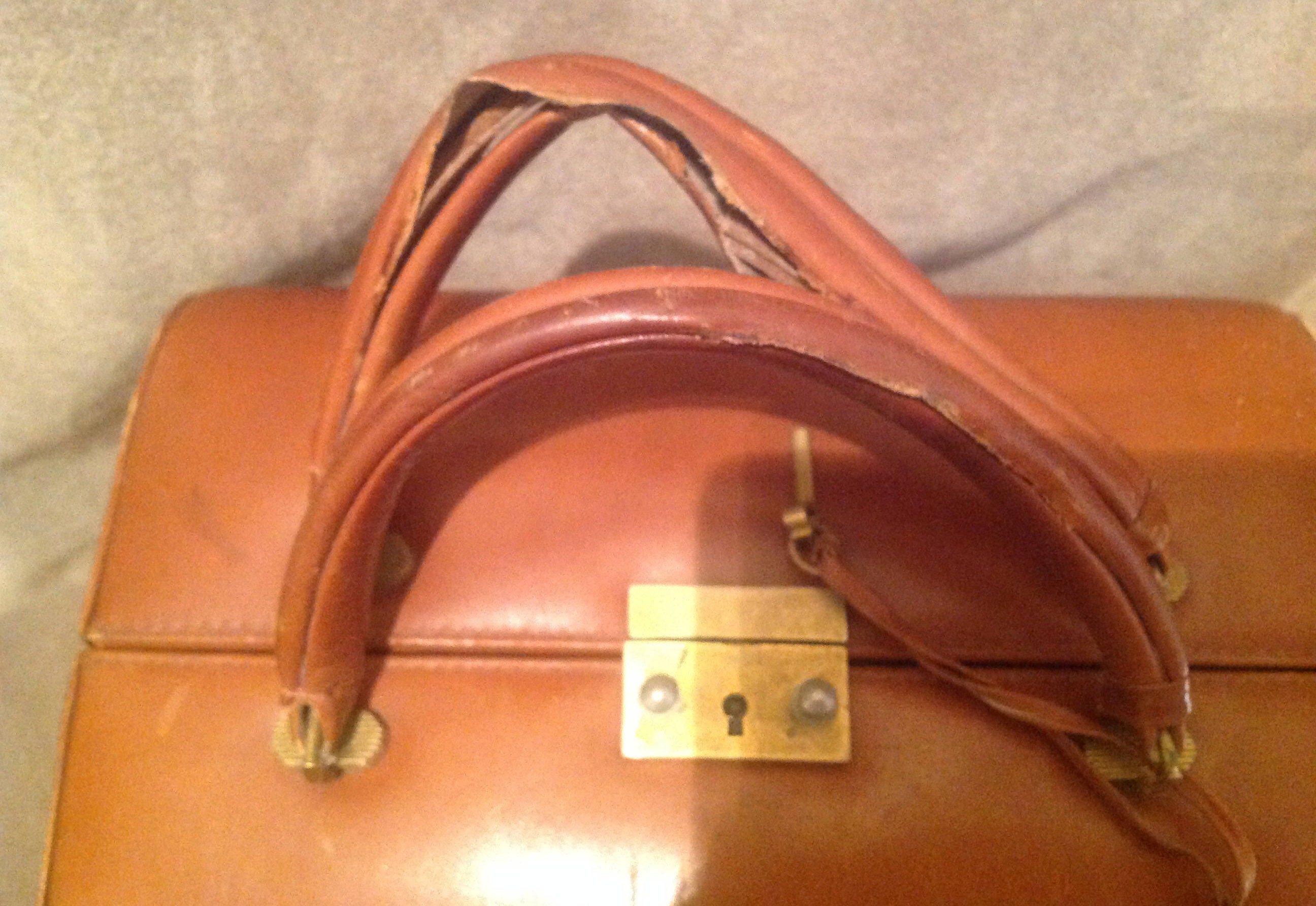 1930s / 40s RARE Leather Handbag / Purse / 40s WW2 Leather Double Sided ...