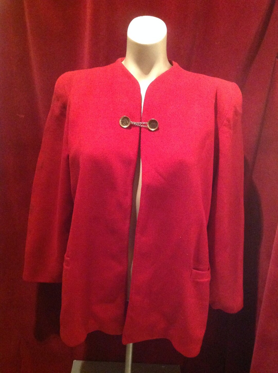 1940s / 50s Red Ladies Vintage Swing Jacket / Wool Swing Jacket Two ...