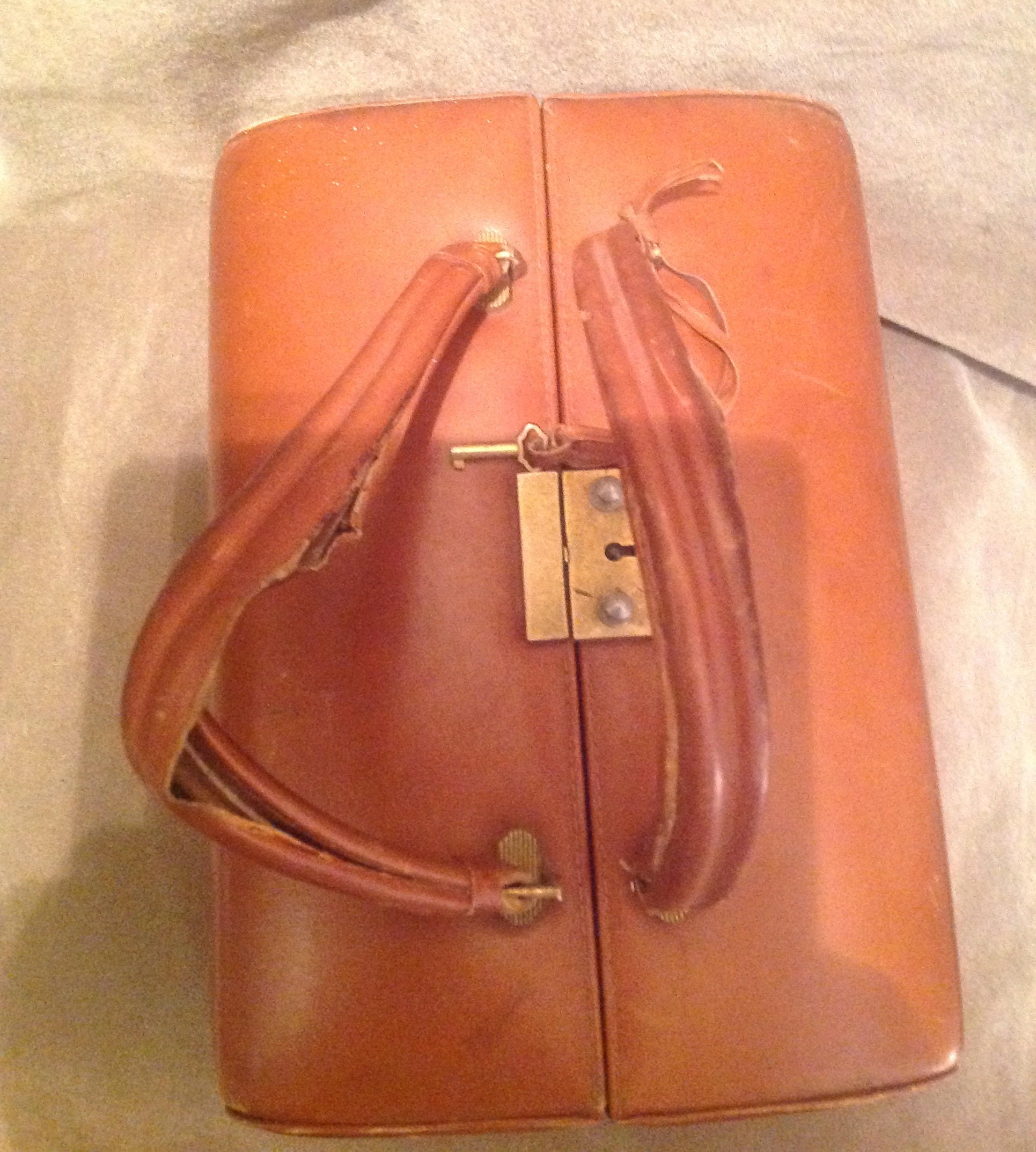 1930s / 40s RARE Leather Handbag / Purse / 40s WW2 Leather Double Sided ...