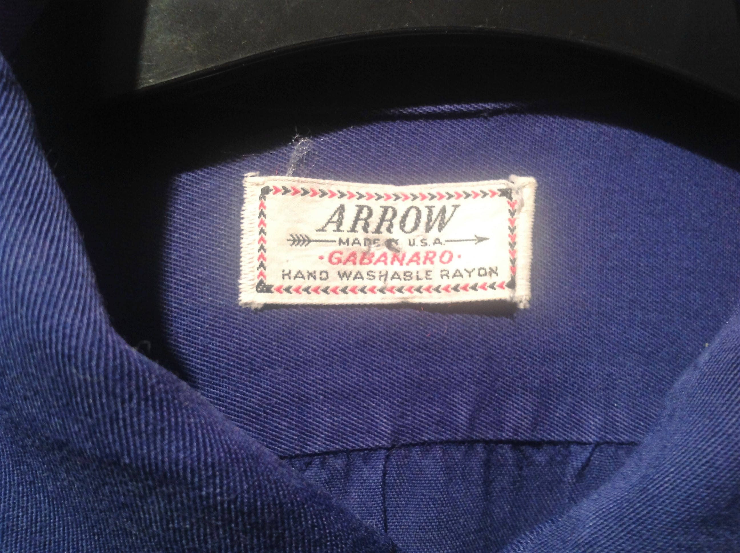 1950s Rayon Shirt - Navy Blue / 50s Vintage Shirt / Make 1950s Rayon Shirt - Navy Blue / 50s Vintage Shirt / Make