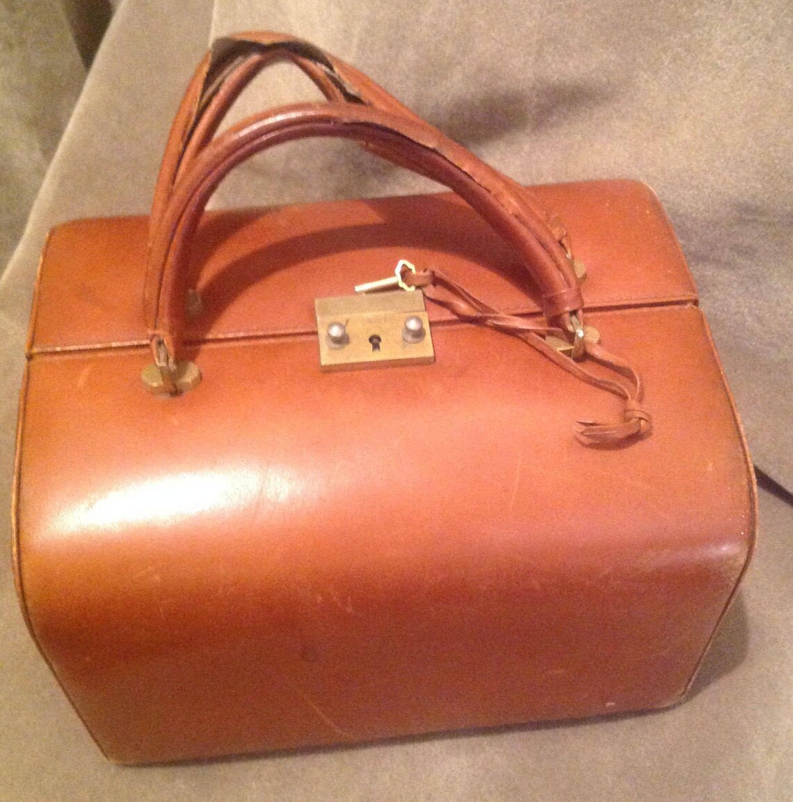 1930s / 40s RARE Leather Handbag / Purse / 40s WW2 Leather Double Sided ...