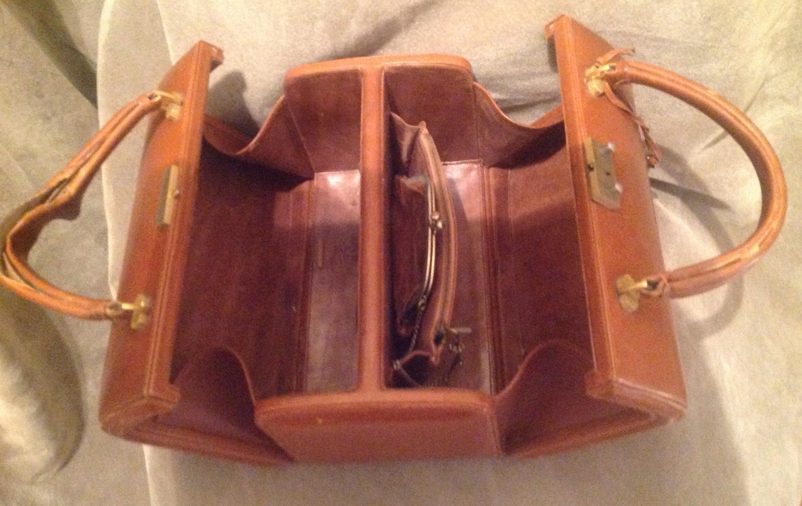 1930s / 40s RARE Leather Handbag / Purse / 40s WW2 Leather Double Sided ...
