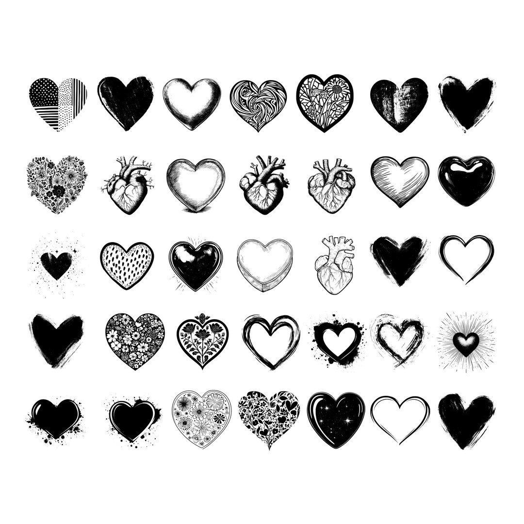 Heart Illustration Bundle 35 SVG/PNG, St. Valentine's Day Symbol ...