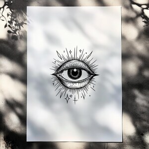 All-seeing Eye Outline Illustration Bundle 6 SVG/PNG, Celestial Art ...