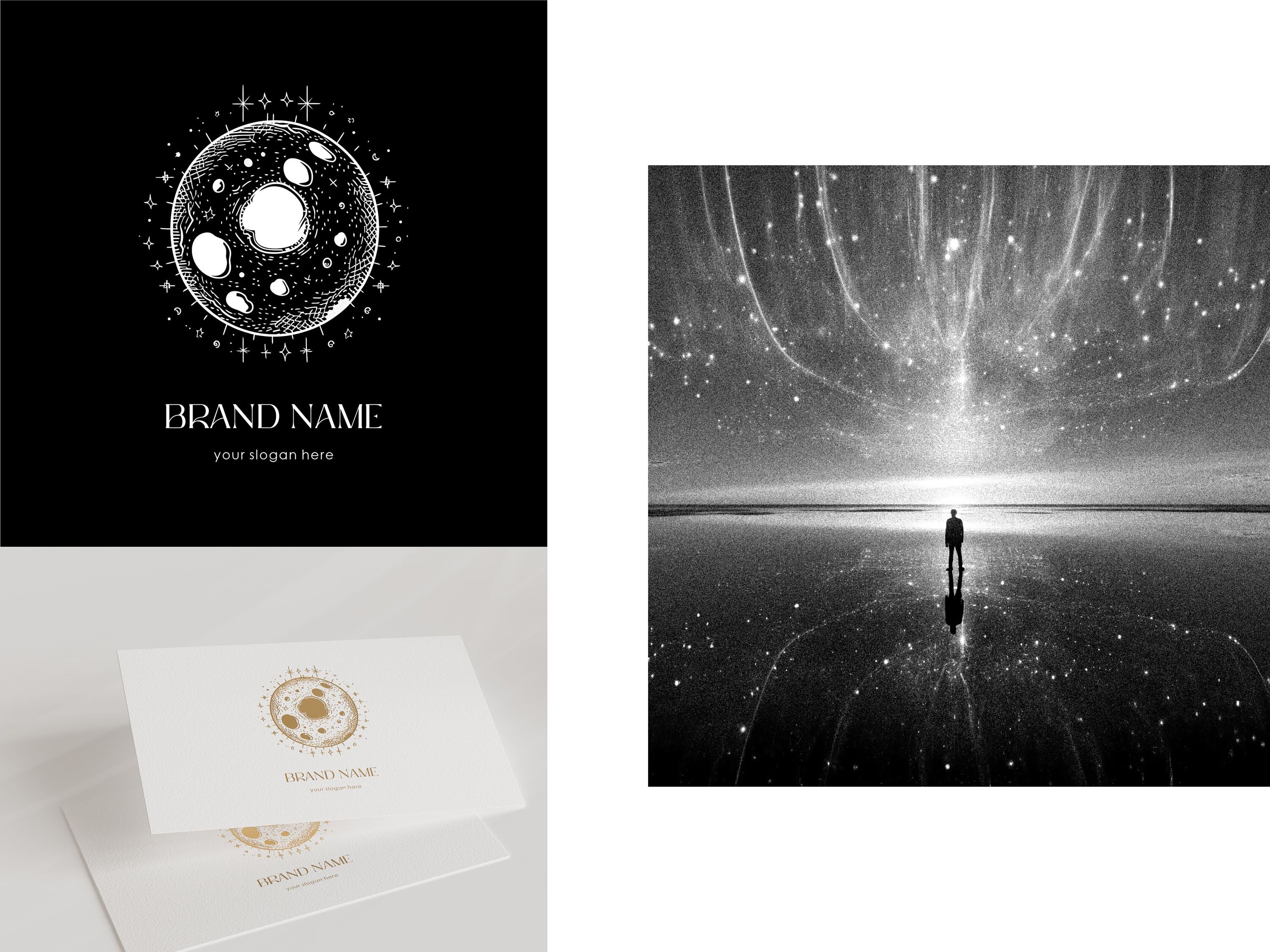 Moon Logo, Fantasy Logo, Crest Logo, Cosmos Logo, Space Logo, Craft ...