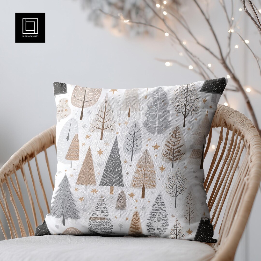 Scandinavian POD Pillow Mockup PSD, Winter Kid Design Realistic ...