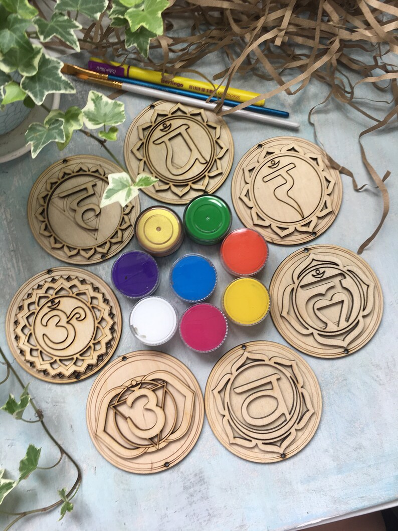 Chakras Painting Kit, Wooden Chakras Paint Kits for Adults, Diy Kit for ...