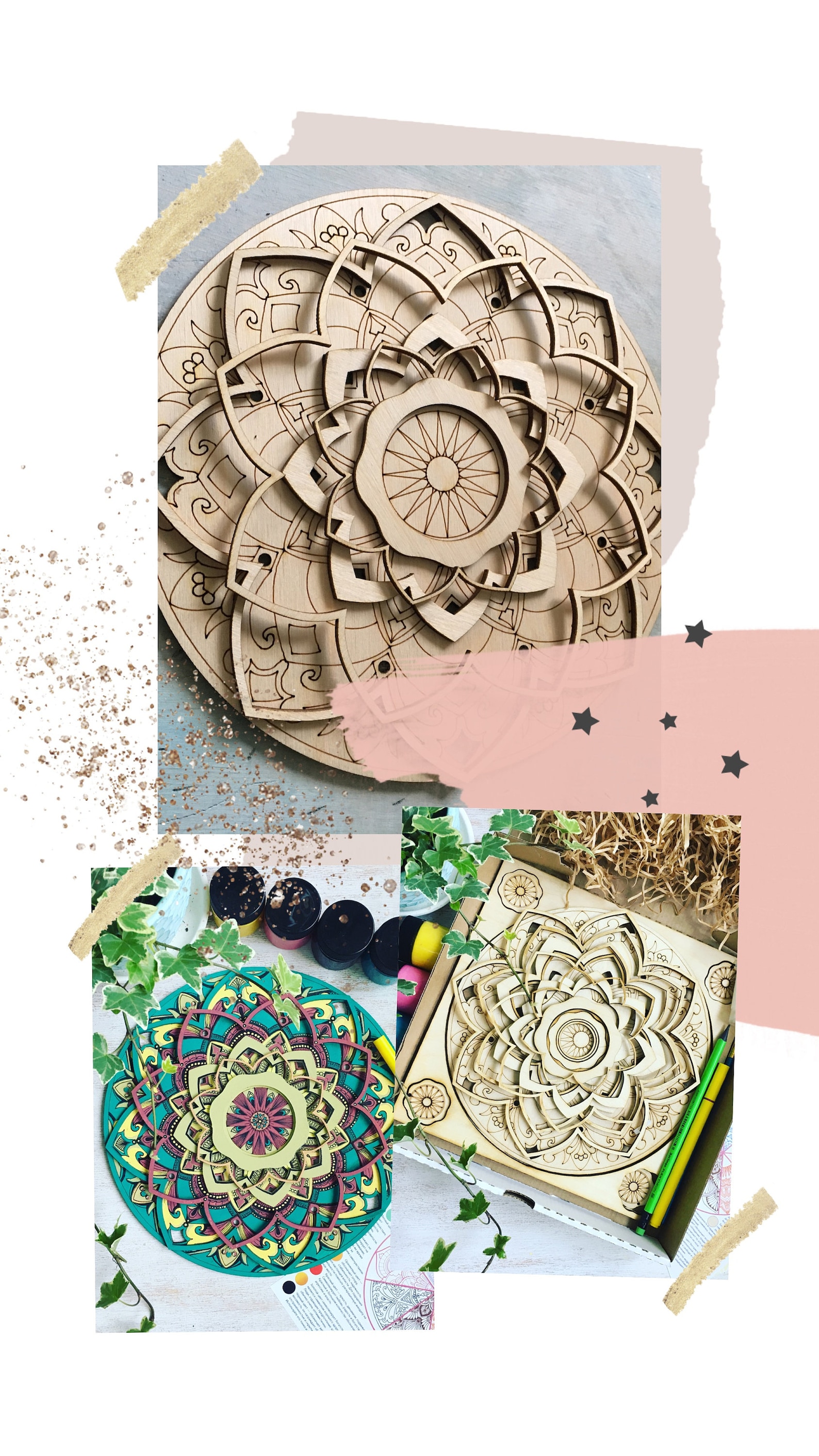 Mandala HEALTH Painting Kit, Wooden Mandala Paint Kits for Adults, Diy ...