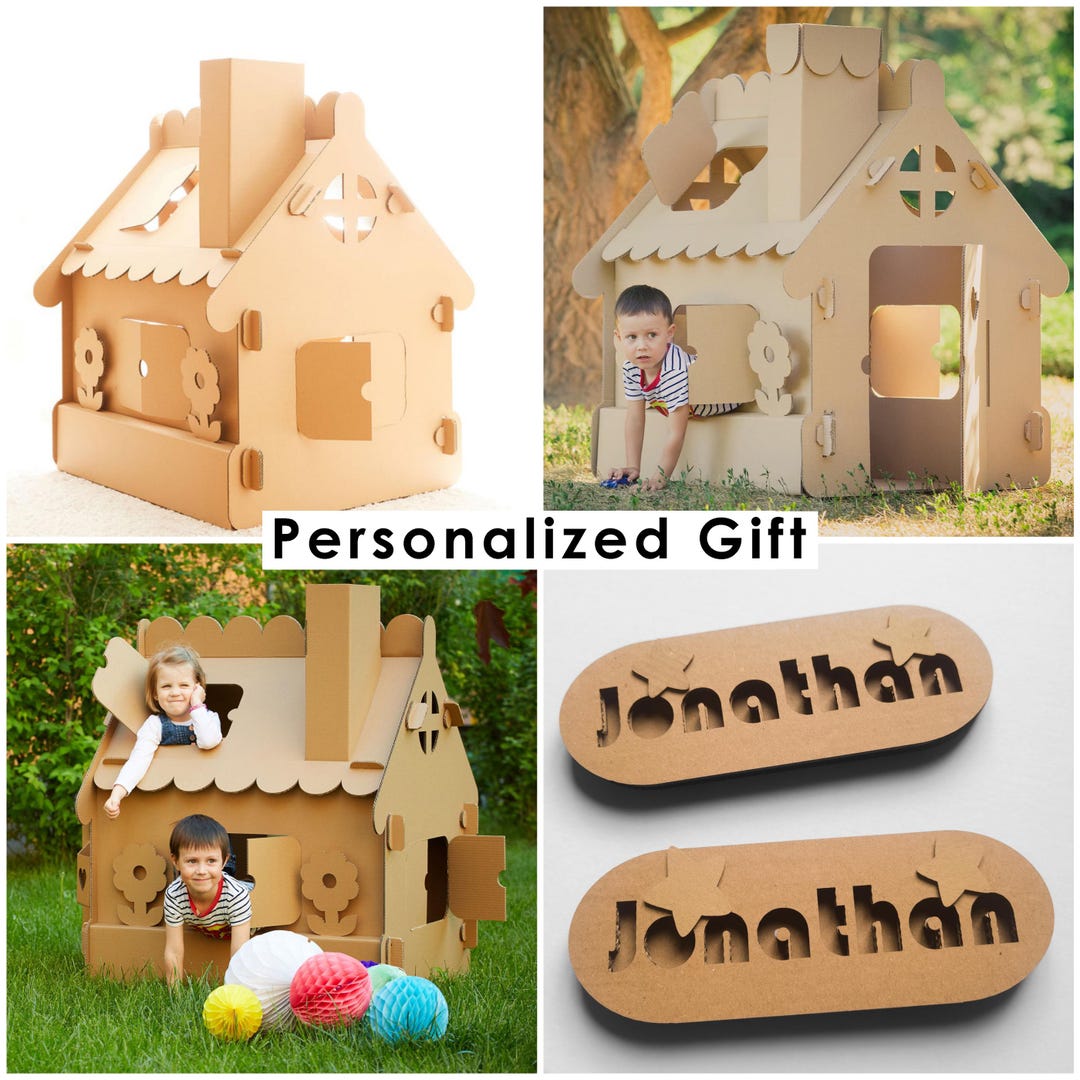 Personalized Cardboard Playhouse. Creative Crafts Playhouse for Kids ...