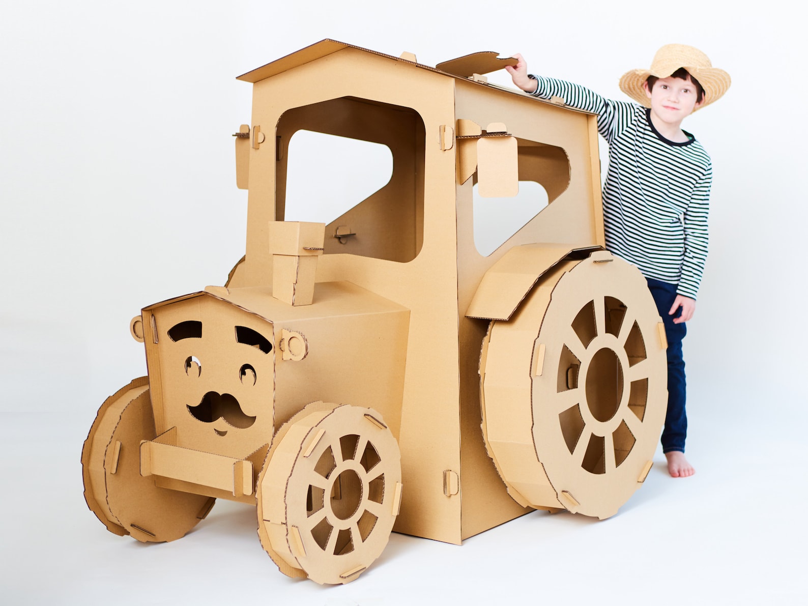 Personalised Cardboard Tractor Playhouse. Wheeled Bulldozer Playhouse ...