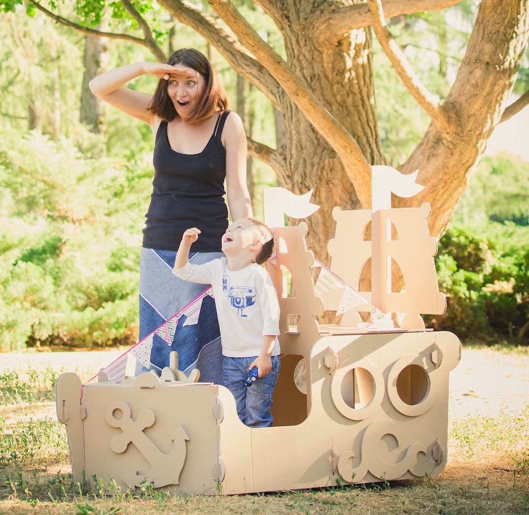 Personalized Pirate Ship for Pirate Party | Cardboard Pirate Ship ...