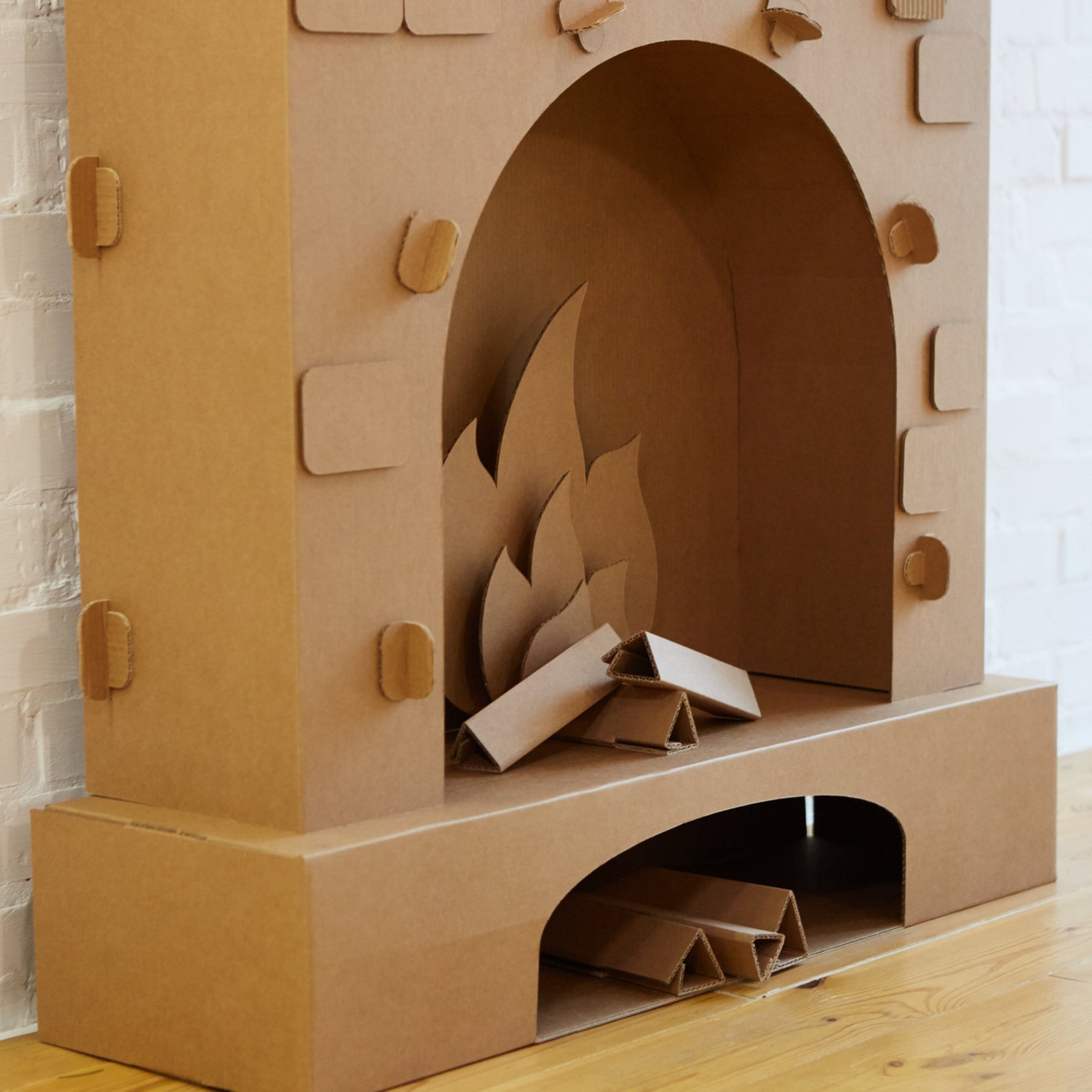 New Christmas Cardboard Fireplace Decoration Standee With Logs Flames ...