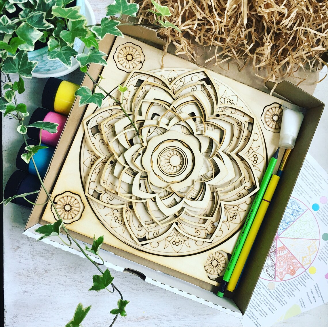 Mandala HEALTH Painting Kit Wooden Mandala Paint Kits for - Etsy