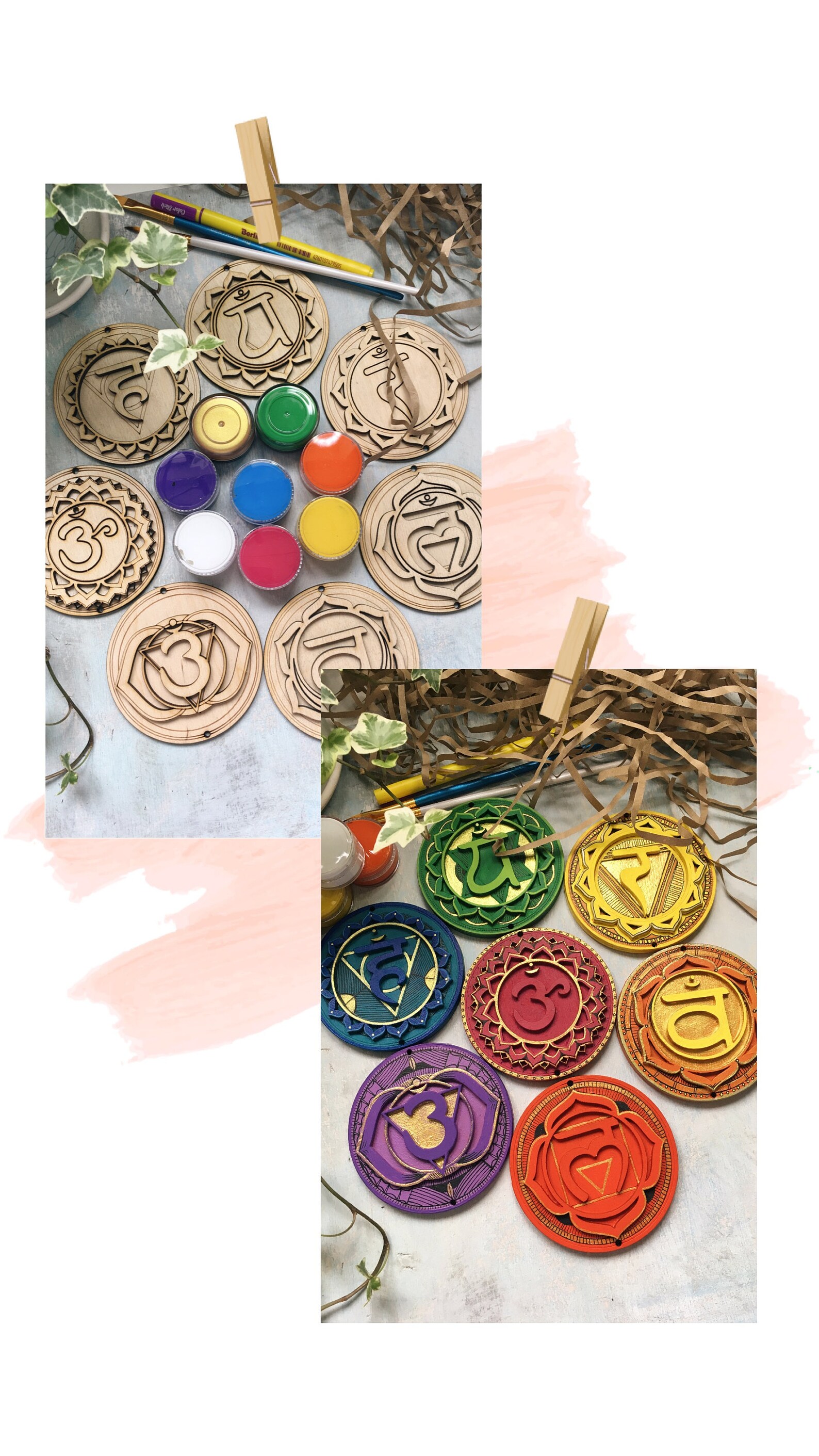 Chakras Painting Kit, Wooden Chakras Paint Kits for Adults, Diy Kit for ...