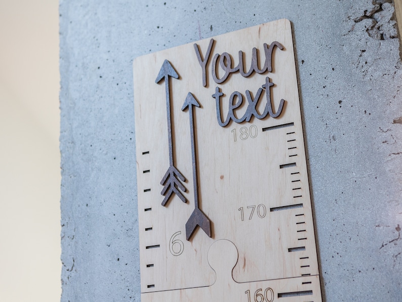 Personalized Growth Chart Ruler 3D With Height Marking Arrows Playroom ...