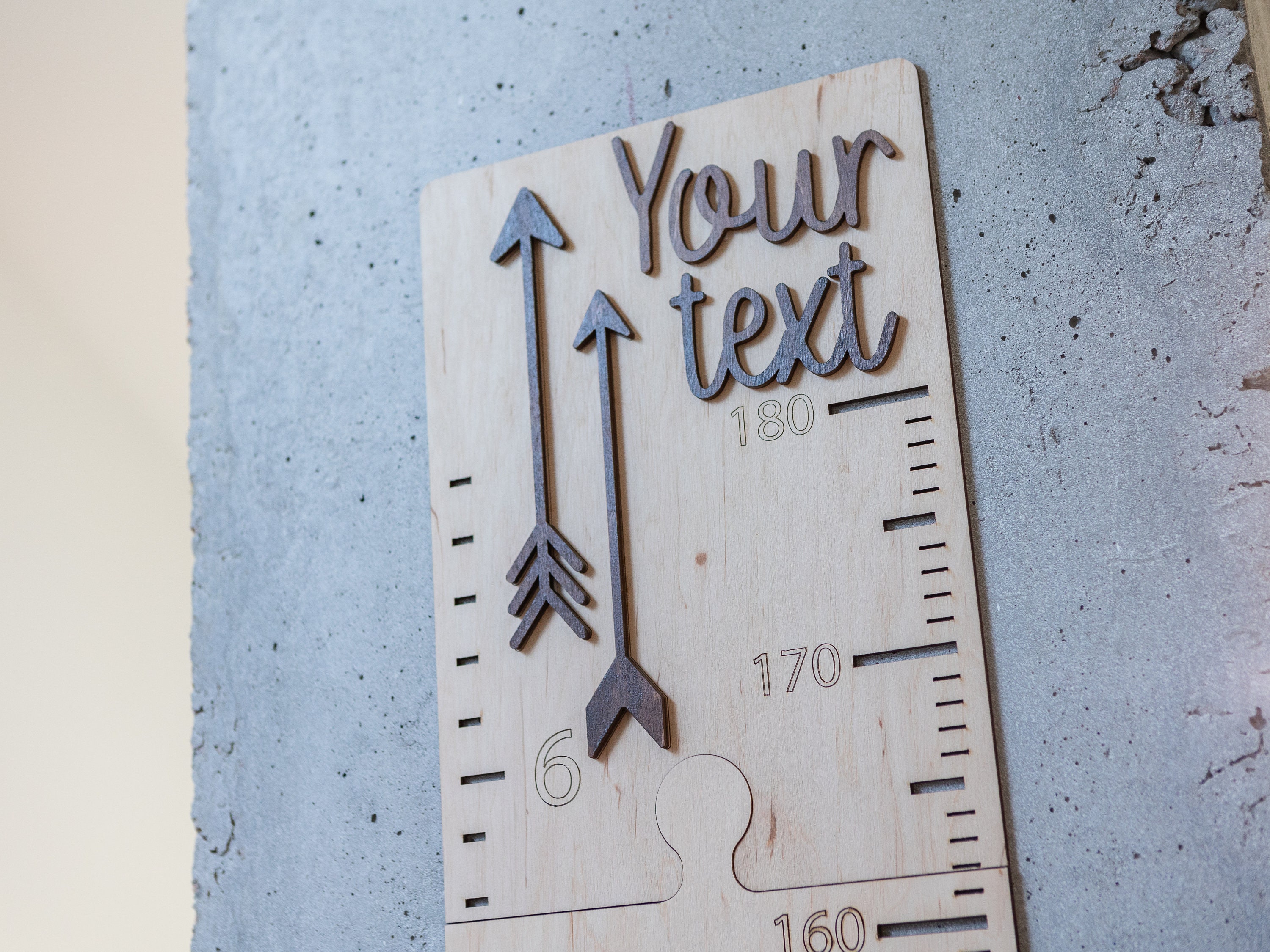 Personalized Growth Chart Ruler 3D With Height Marking Arrows Playroom ...