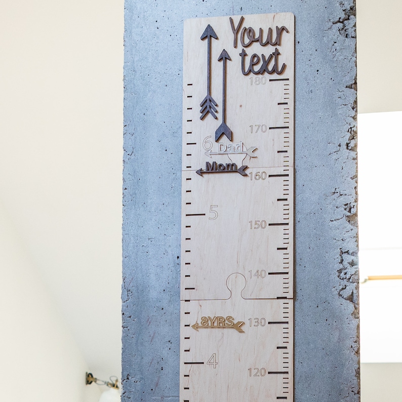 Personalized Growth Chart Ruler 3D With Height Marking Arrows Playroom ...
