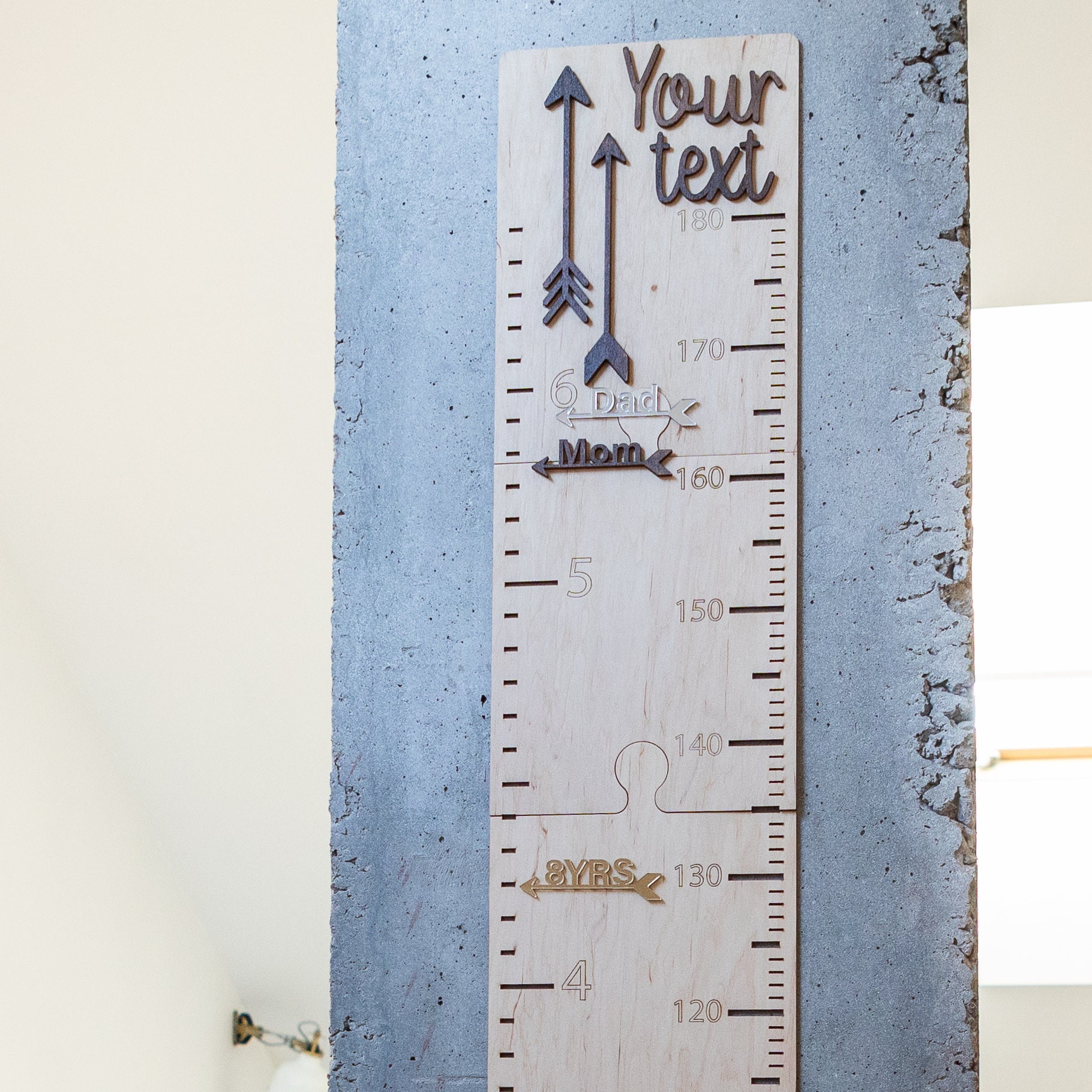 Personalized Growth Chart Ruler 3D With Height Marking Arrows Playroom ...