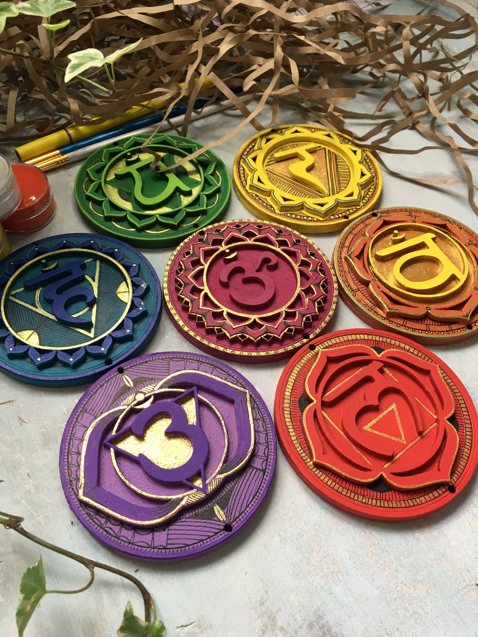 Chakras Painting Kit, Wooden Chakras Paint Kits for Adults, Diy Kit for ...