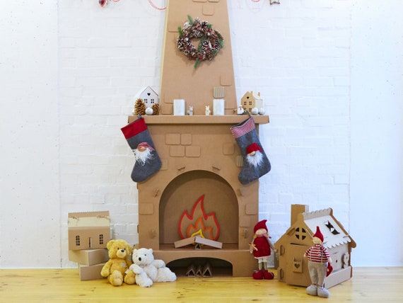 New Christmas Cardboard Fireplace Decoration Standee With Logs - Etsy UK