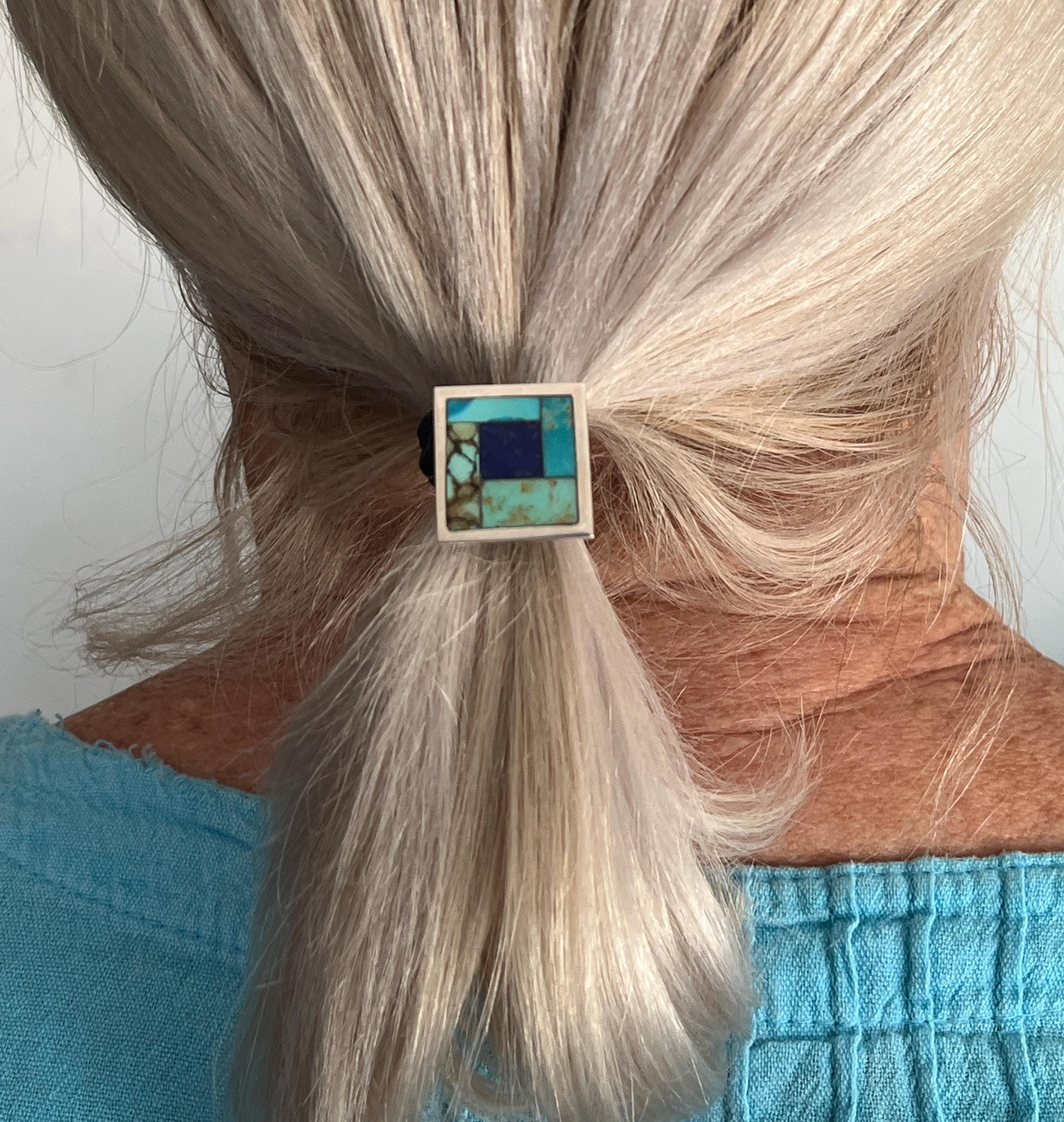 Inlay Sterling Silver Hair Tie, Hair Ornament, SW Hair Ornament, SW ...