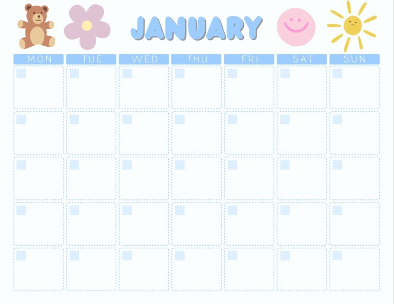Printable Kids Calendar PDF - Etsy