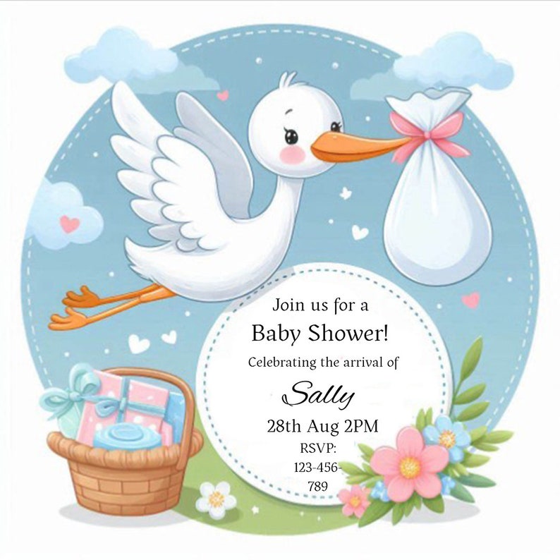 Baby Shower Invitation Template Digital Download Pregnancy Announcement ...