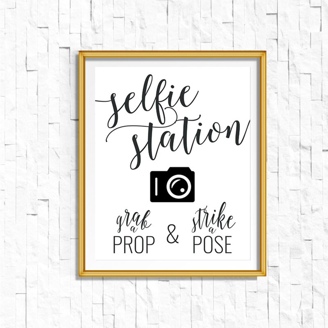 DIY PRINTABLE Black Selfie Station Sign Grab a Prop Strike a - Etsy