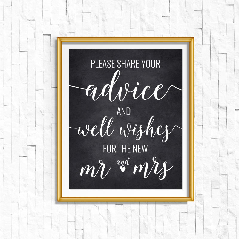 DIY PRINTABLE Chalkboard Advice and Wishes Sign Instant | Etsy