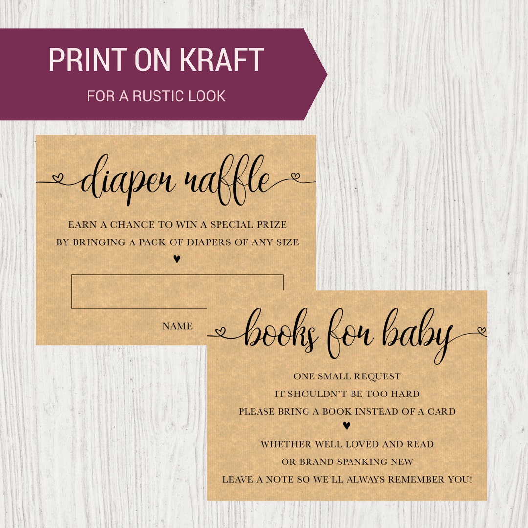 Printable Book Request Card Baby Shower Diaper Raffle Card Calligraphy ...