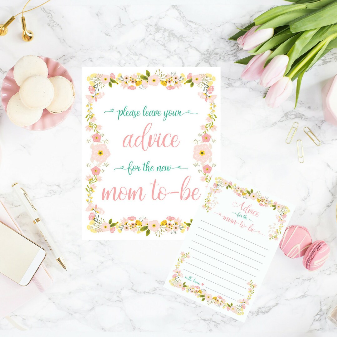 Diy Printable Advice For Mom To Be Sign And Advice Cards Calligraphy